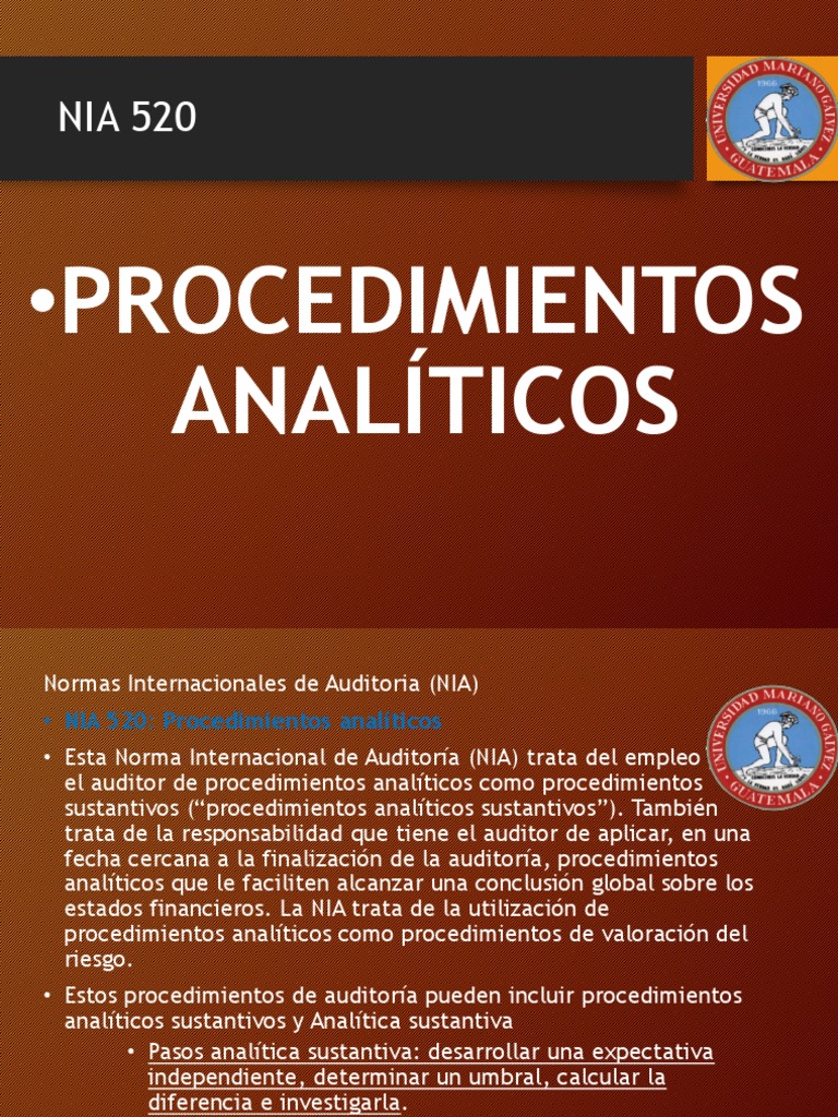 NIA 520: Procedimientos Analíticos | PDF | Auditoría | Contralor