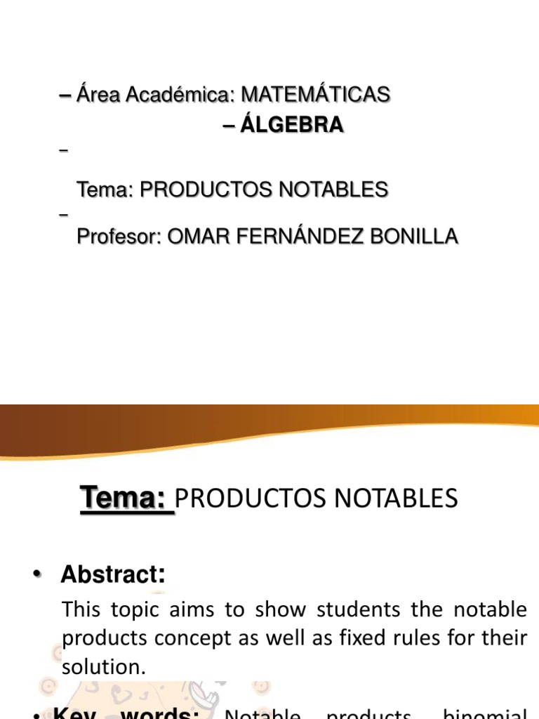 Productos Notables en Matemáticas | PDF | Factorización | Análisis ...
