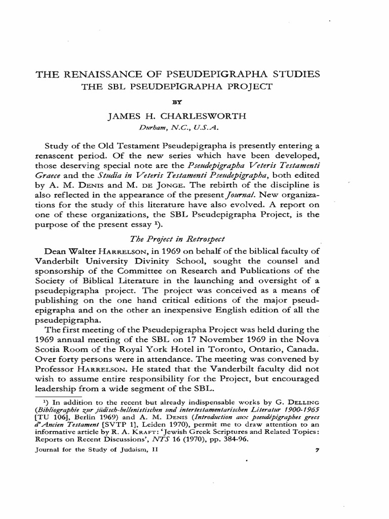 Charlesworth JSJ Pseodepígrafos (1970) | PDF | Apocrypha | Book Of Enoch