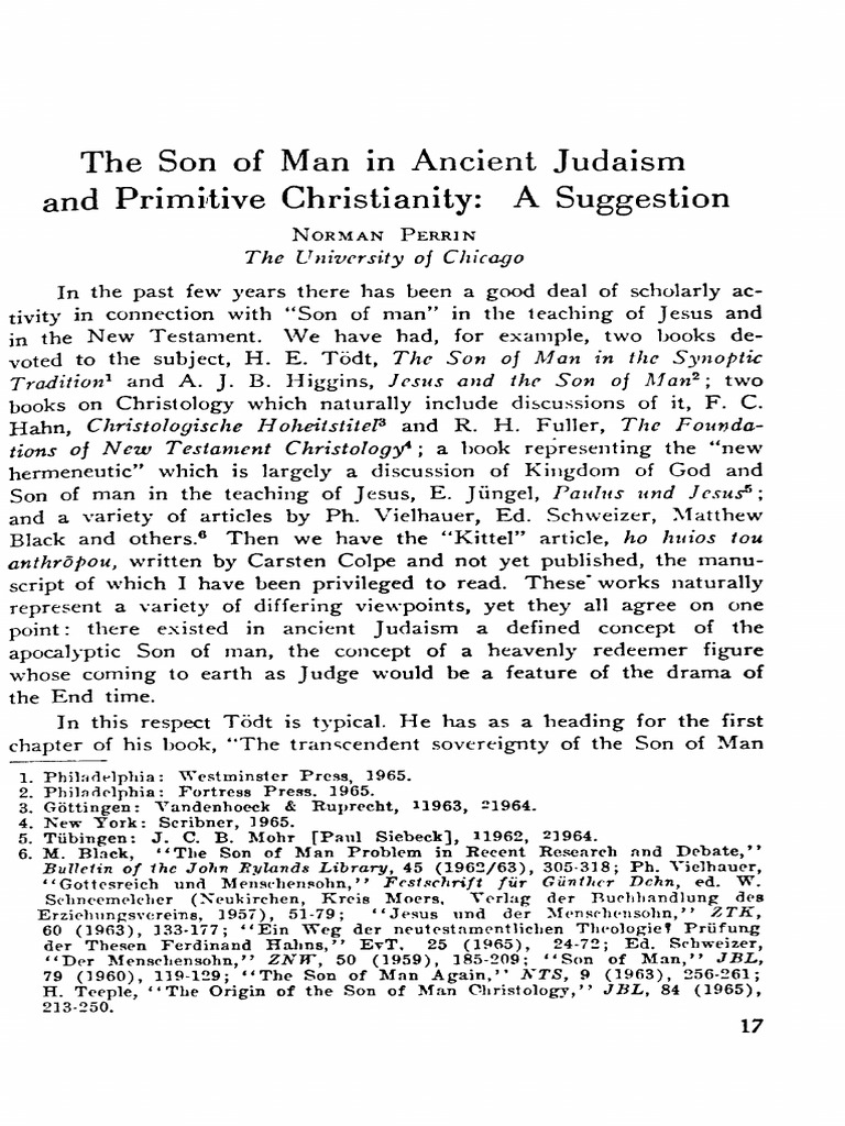 Norman Perrin The Son of Man | PDF | Apocalypse | Jesus