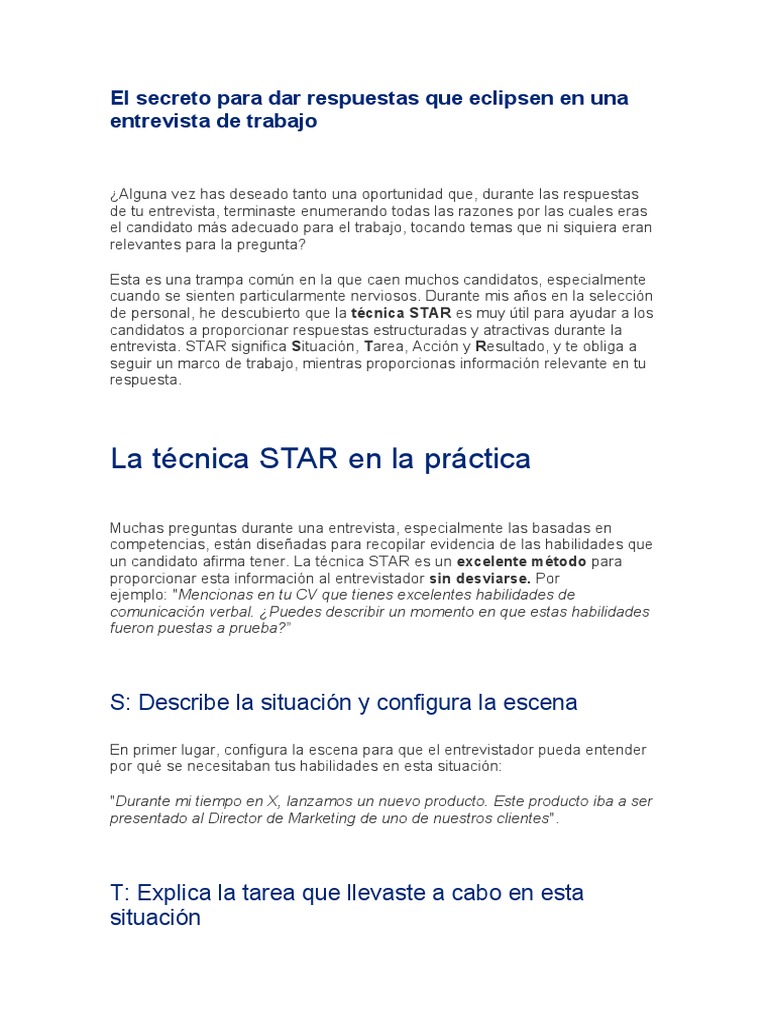 Cómo dar respuestas estructuradas y atractivas durante una entrevista de trabajo utilizando la ...