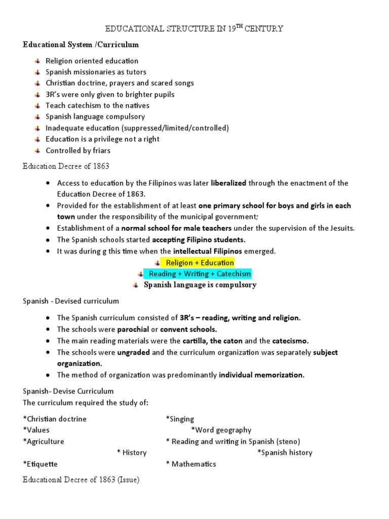 Educational Structure in 19TH Century | PDF | College