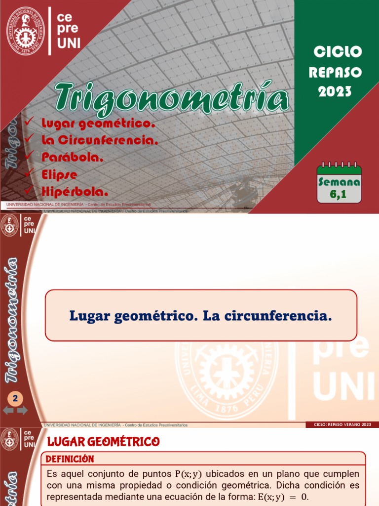 Lugar Geométrico. La Circunferencia, Parábola, Elipse Hipérbola | PDF | Objetos geométricos ...