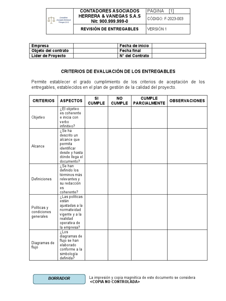 Anexo F - F-2023-003 Formato Revisión de Entregables | PDF | Business