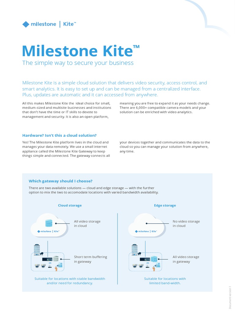Milestone Kite Gateway Specification Sheet | PDF