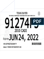 Texas Temporary License Plate Template | PDF | Motor Vehicle | Vehicles