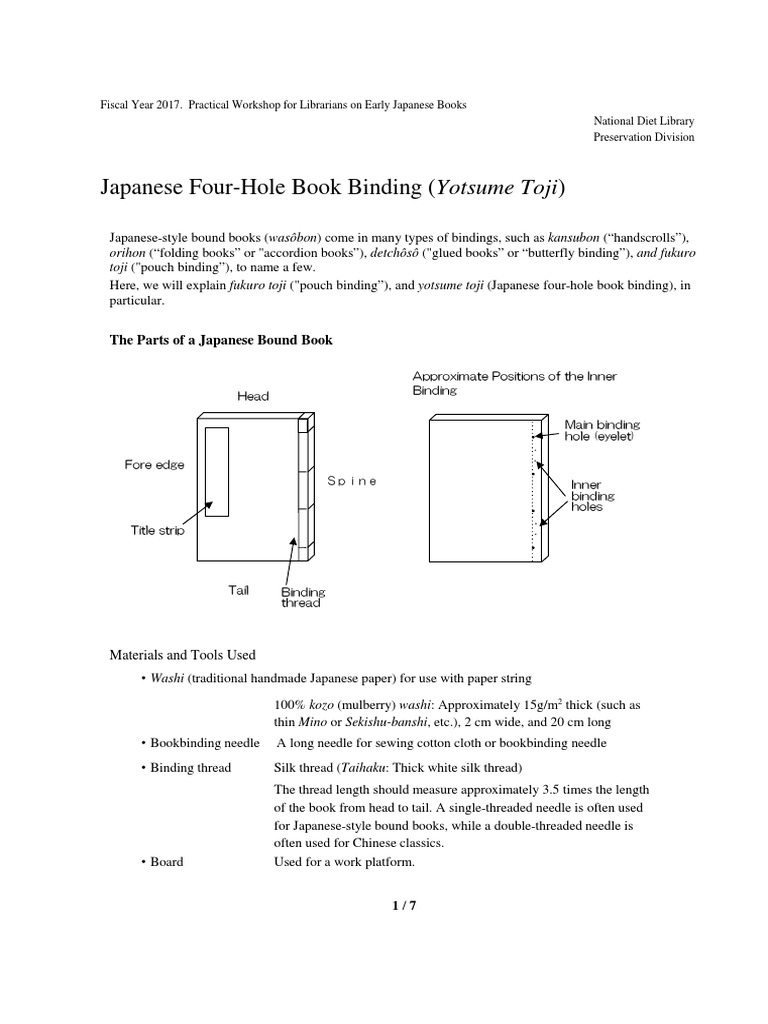 Japanese Four-Hole Binding Guide | PDF | Bookbinding | Books