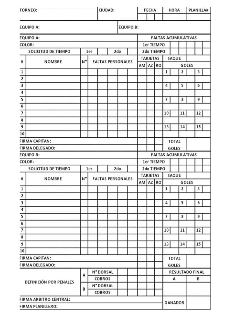 Planilla Futbol | PDF
