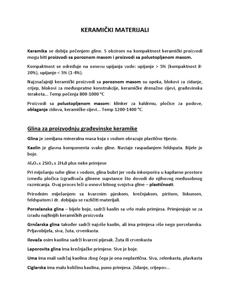 Građevinski Materijali 2. Kolokvij TEORIJA ZAVRŠENO-1 | PDF