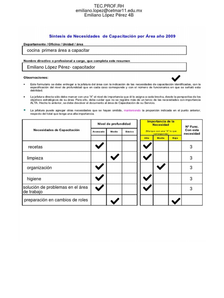 Formato DNC-COCINA | PDF
