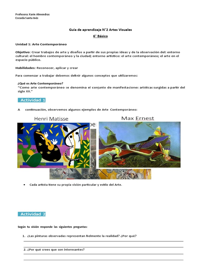 Guía de Artes Visuales 6° Básico | PDF