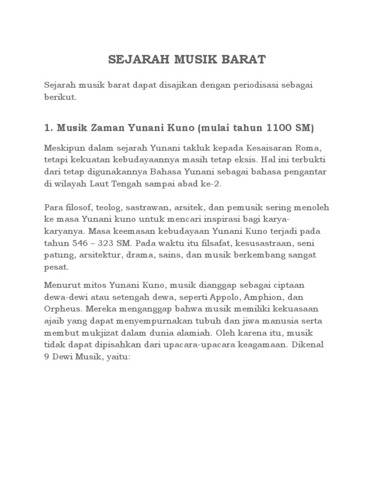 Sejarah Perkembangan Musik Barat | PDF | Klasik