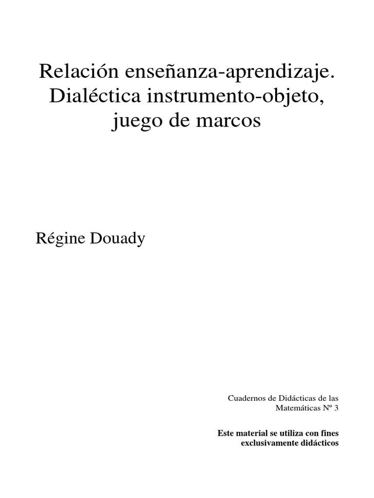 Douady | PDF | Enseñando | Aprendizaje