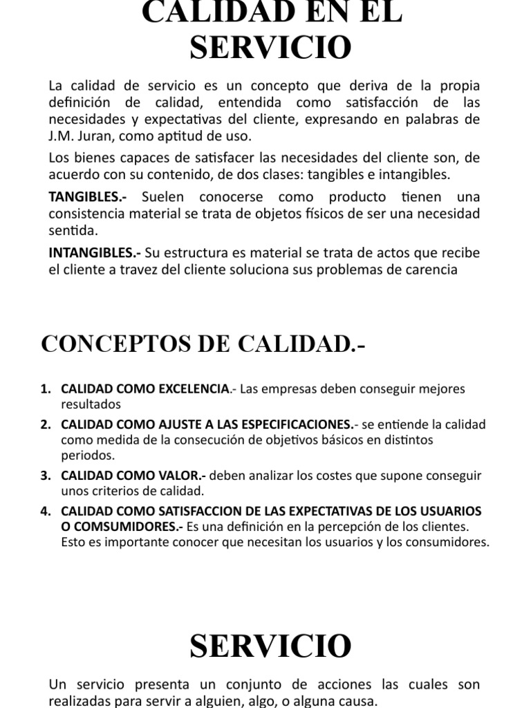 Definición de Calidad en el Servicio | PDF