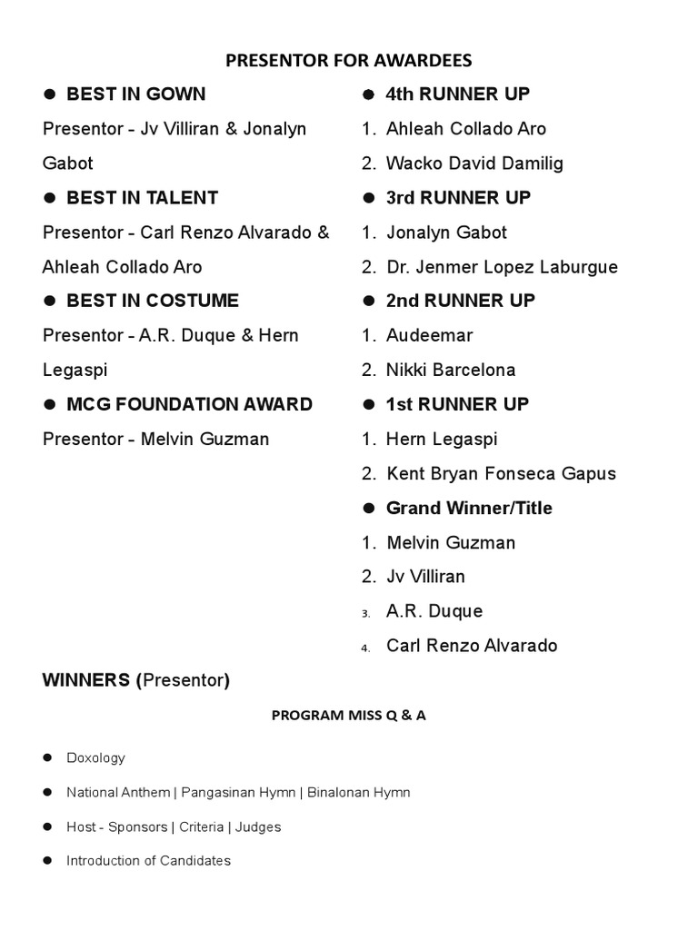 Presentor For Awardees | PDF