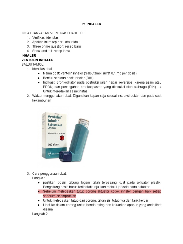 Panduan Penggunaan Inhaler Ventolin | PDF | Kesehatan Holistik