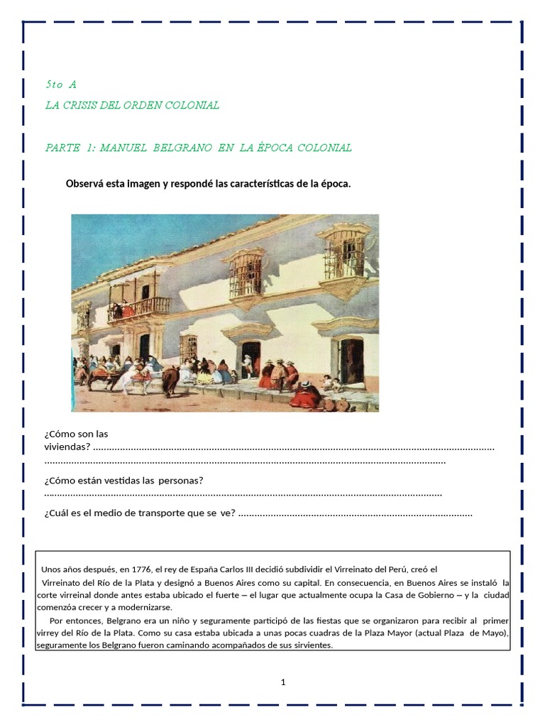 5to A La Crisis Del Orden Colonial: Observá Esta Imagen y Respondé Las ...