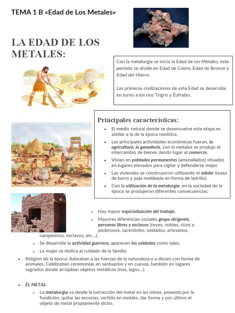 TEMA 1 B Edad de Los Metales | PDF | Edad de Bronce