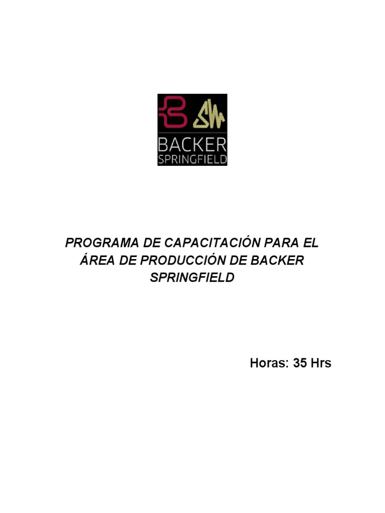 Programa de Capacitación para El Área de Producción de Backer ...
