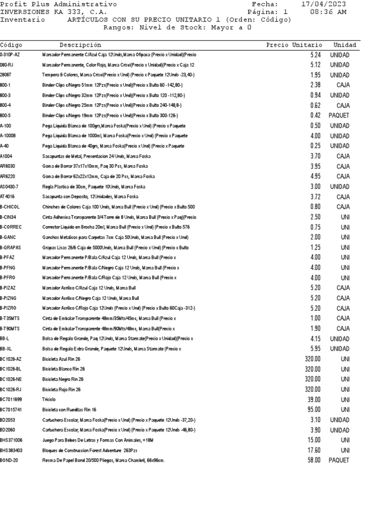 Lista de Precios Inv. KA333-3 | PDF | Color | Tecnicas artisticas