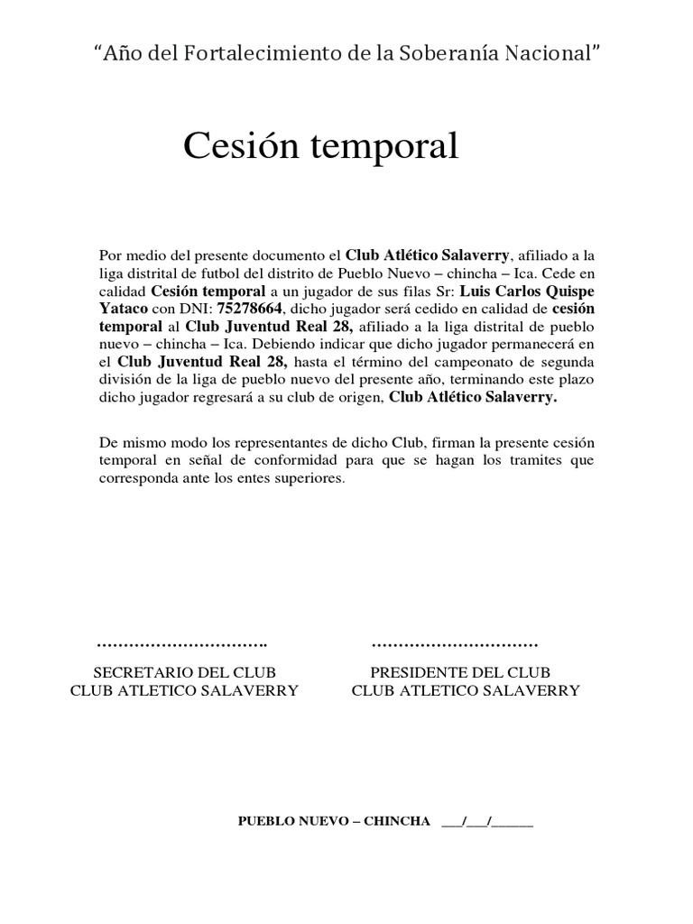 Cesion Temporal Calito | PDF