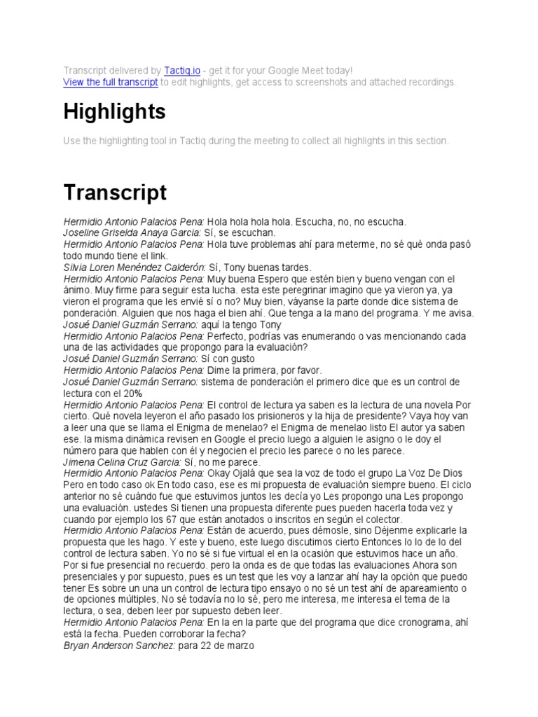 Meeting Transcription 13-02-2023 | PDF | Ensayos | Verdad Meeting Transcription 13-02-2023 | PDF | Ensayos | Verdad