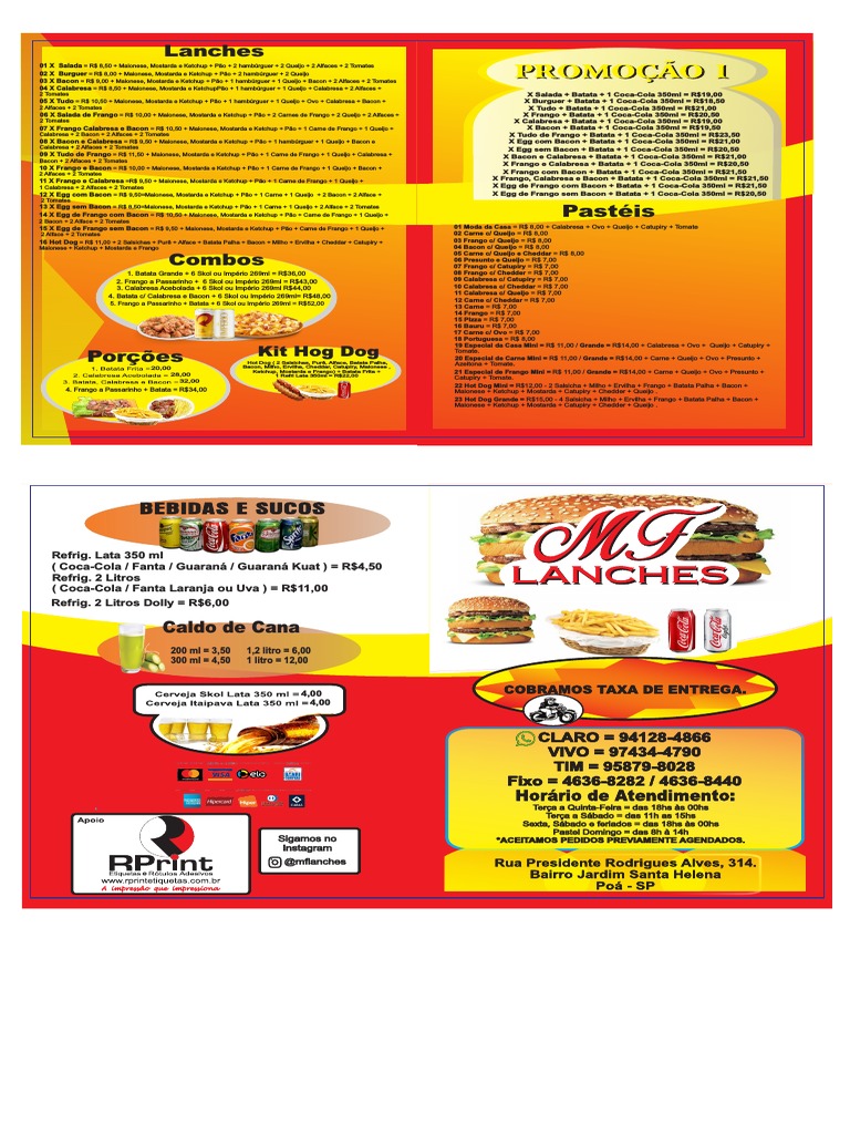 PANFLETO | PDF | Cachorro-quente | Hambúrgueres