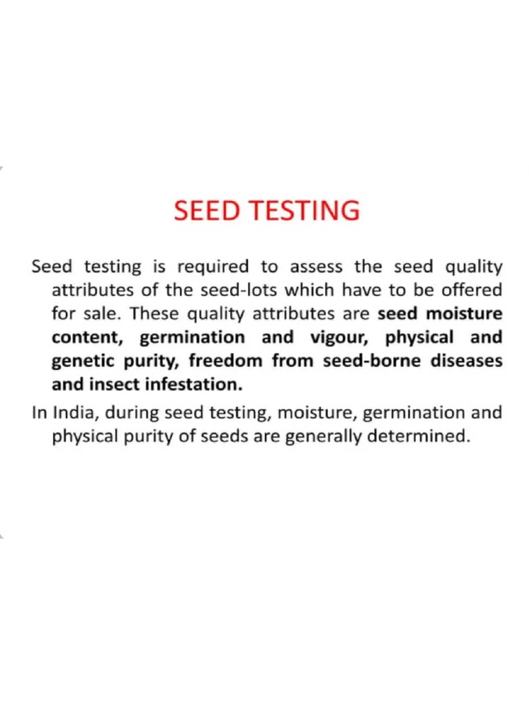 Seed Testing | PDF