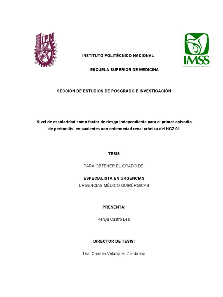 Tesis IPN 16.02.23 | PDF | Enfermedad renal crónica | Hemodiálisis