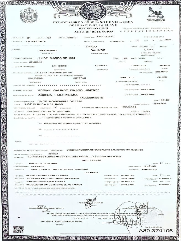 Acta de Defuncion | PDF