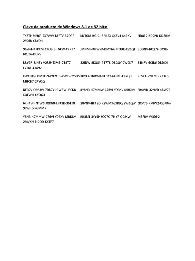 Clave de Producto de Windows 8.1 de 32 Bits | PDF