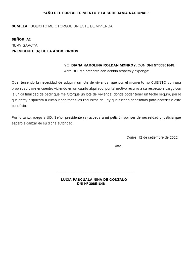 Solicitud de Lote 1 | PDF