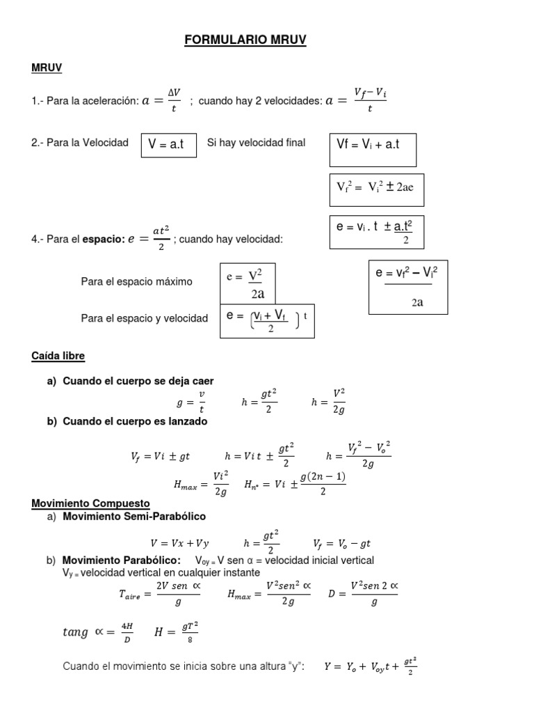 Formulario MRUVV | PDF