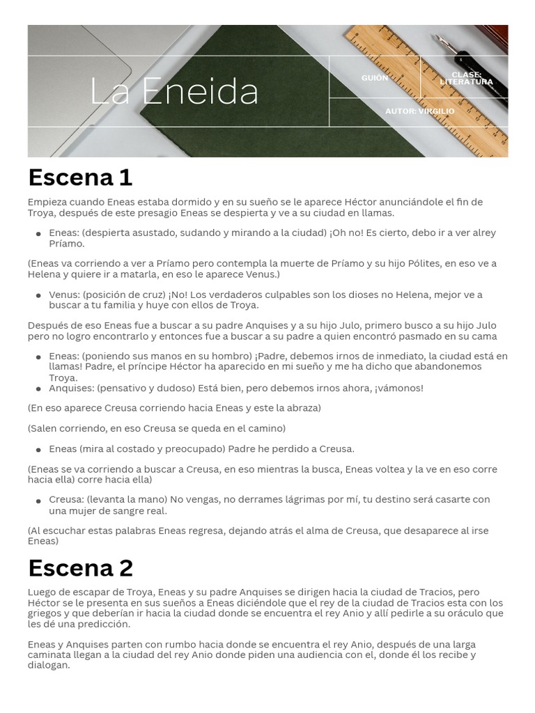 La Eneida - Guión | PDF | Eneas | Cupido