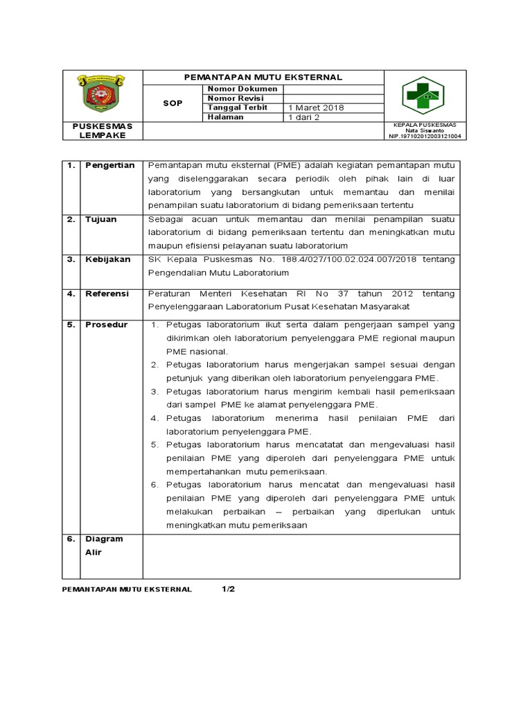 Sop Pemantapan Mutu Eksternal | PDF