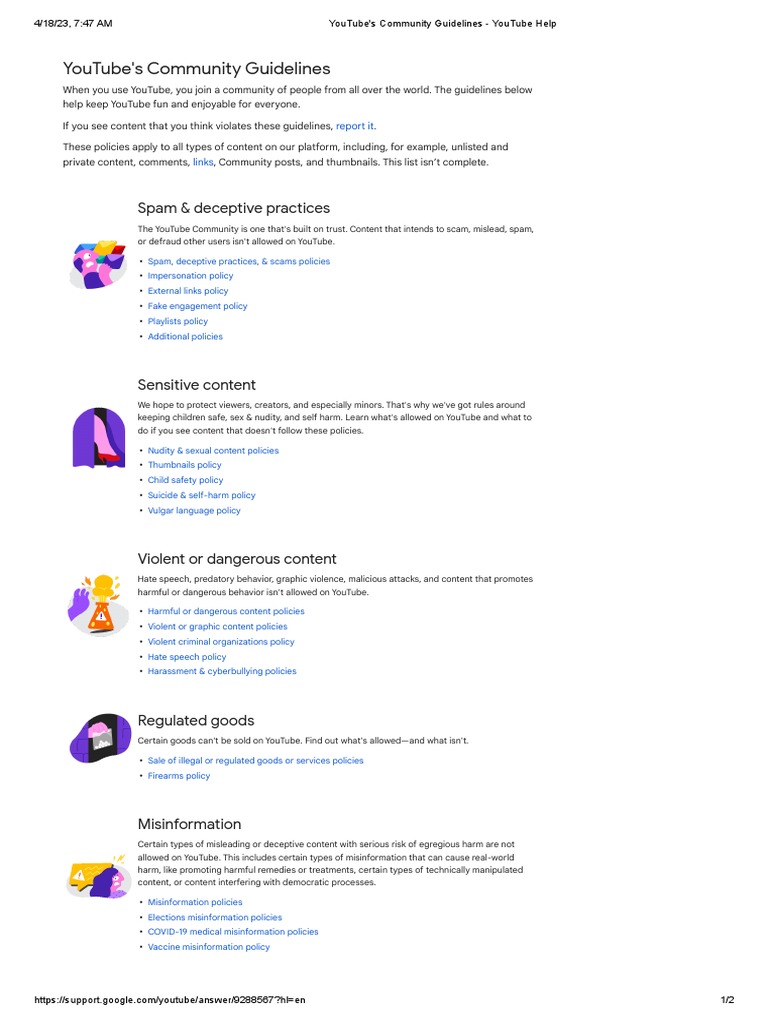 YouTube's Community Guidelines - YouTube Help | PDF | You Tube | Violence