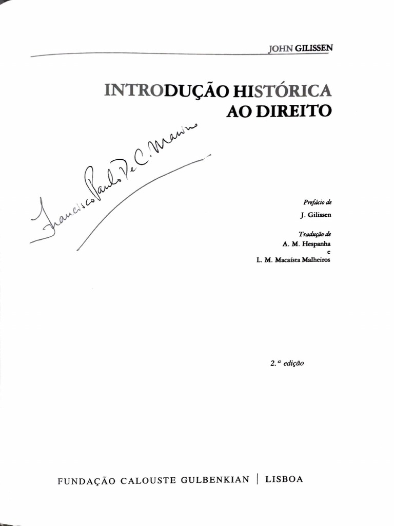 GILISSEN, John - Introdução Histórica ao Direito | PDF | Princípios ...