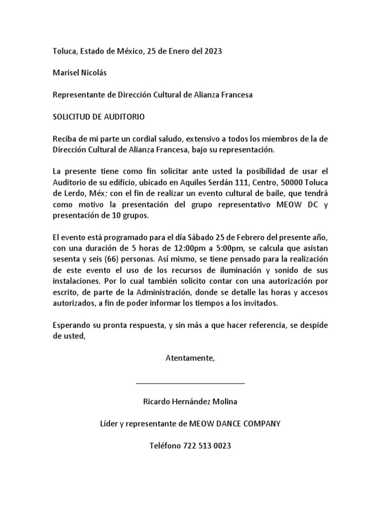 Solicitud de Espacio | PDF