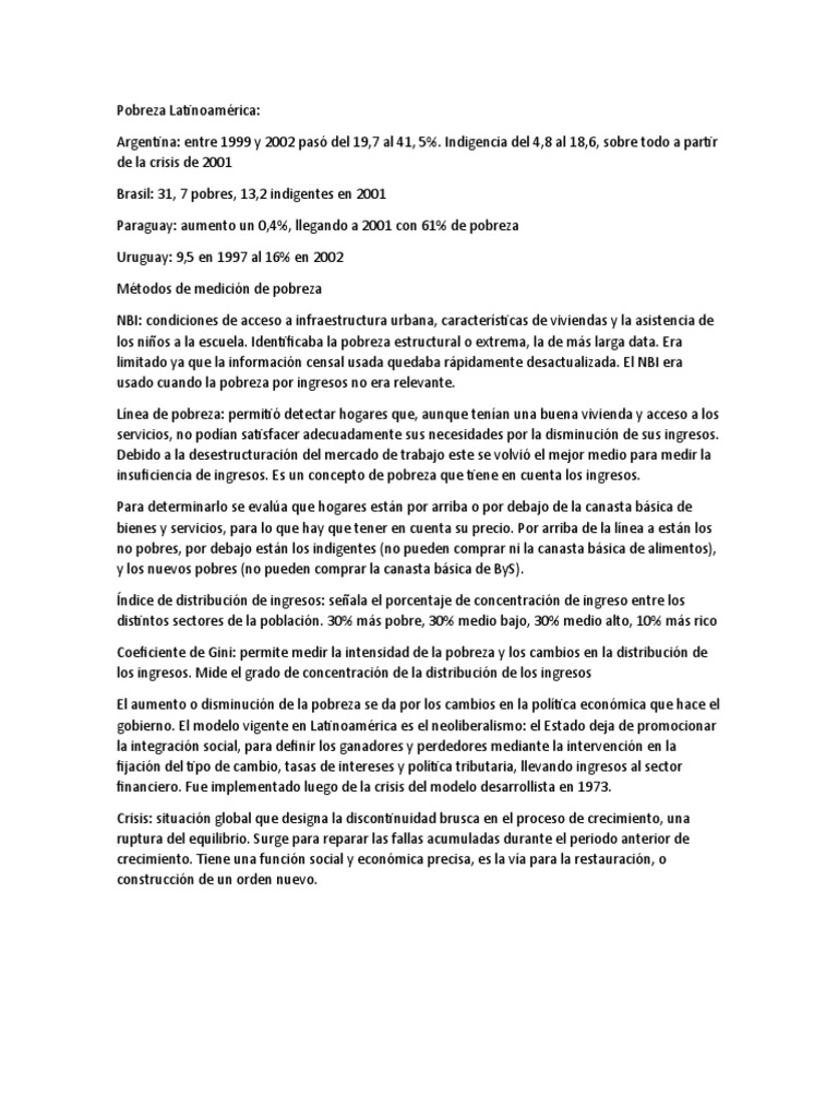 Pobreza Resumen Pdf Pobreza Pobreza E Indigencia
