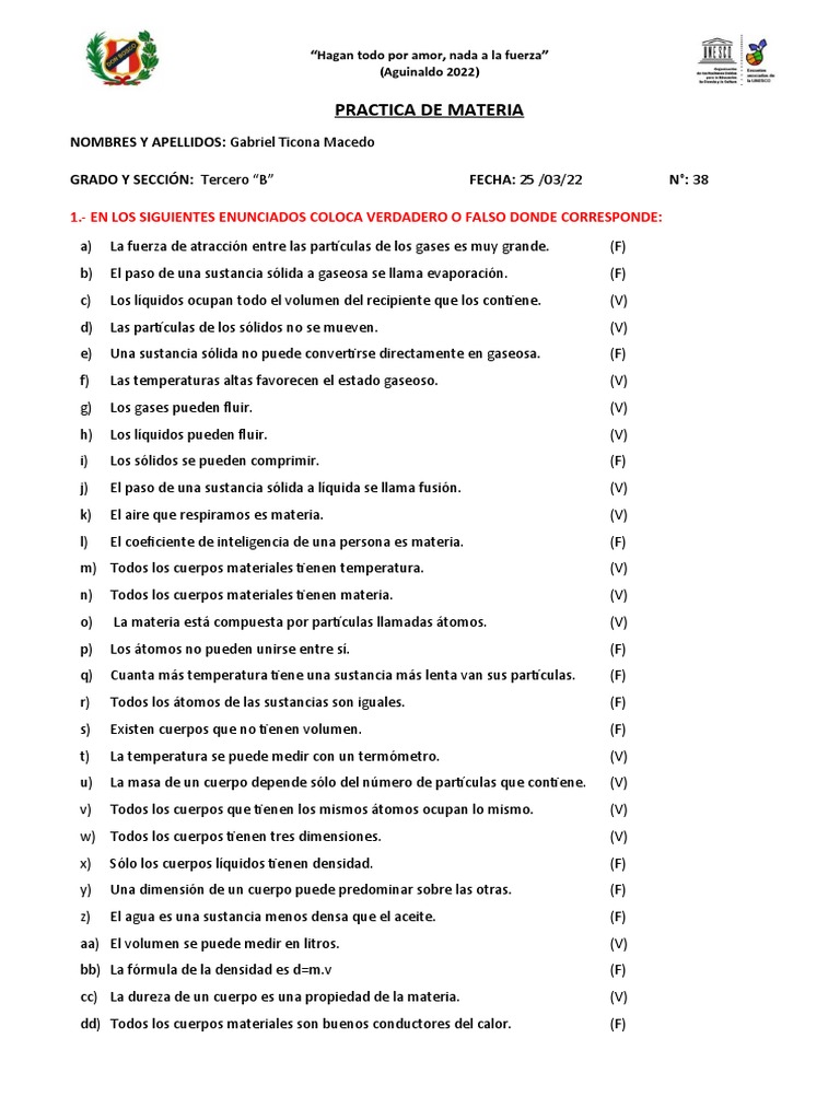 Ejercicios de Materia y Conversión de Unidades | PDF | Gases | Importar