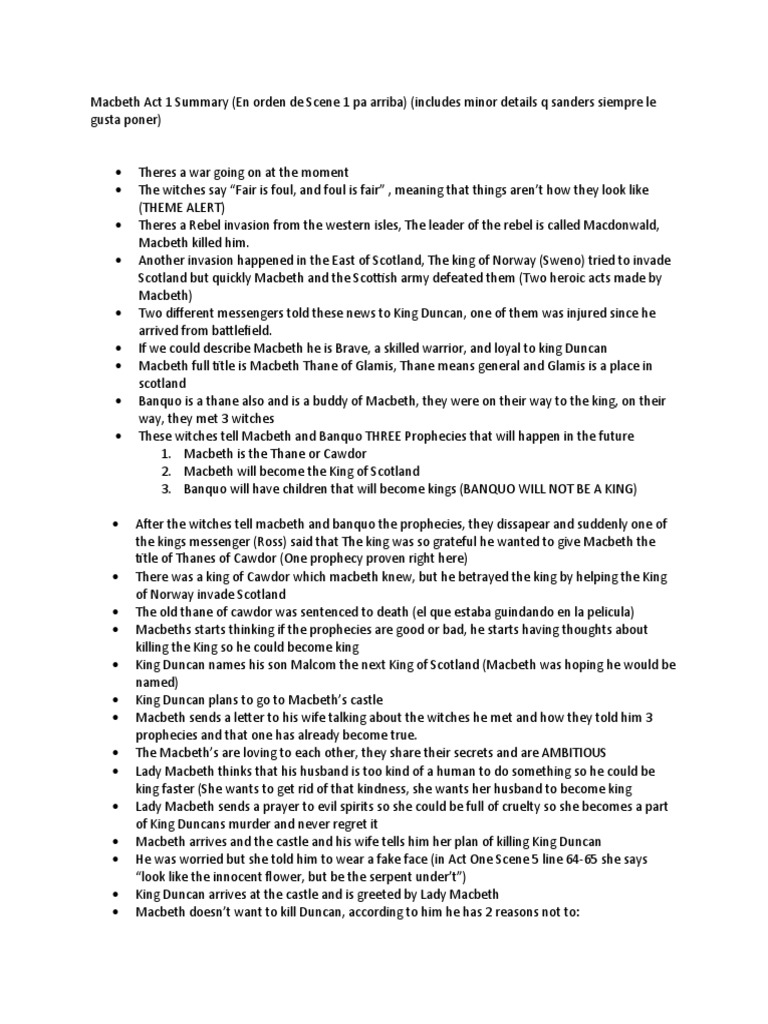 Repaso Macbeth | PDF | Macbeth | Shakespearean Tragedies