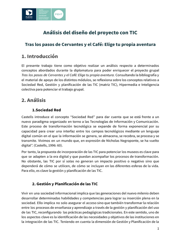 Análisis Del Diseño de Un Proyecto Con TIC | PDF | Tecnología de información y comunicaciones ...