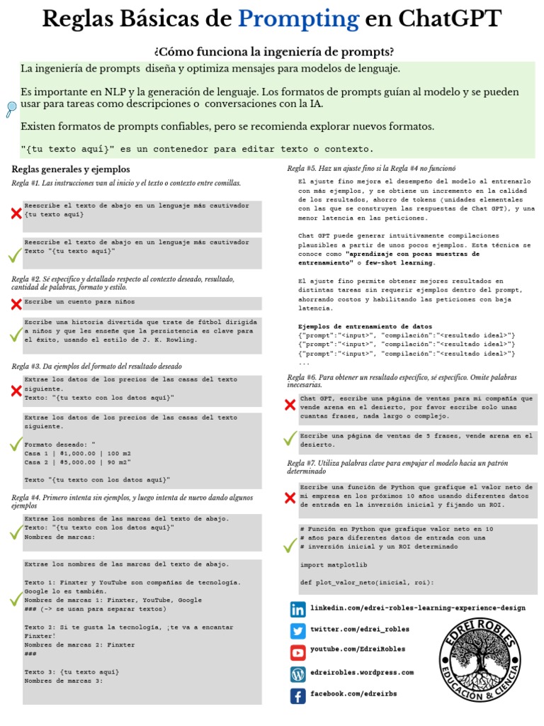 Reglas Básicas de Prompting en ChatGPT | PDF | Informática | Ciencias de la Computación