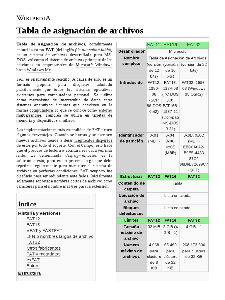 Tabla de Asignación de Archivos: Índice | PDF | Informática | Datos