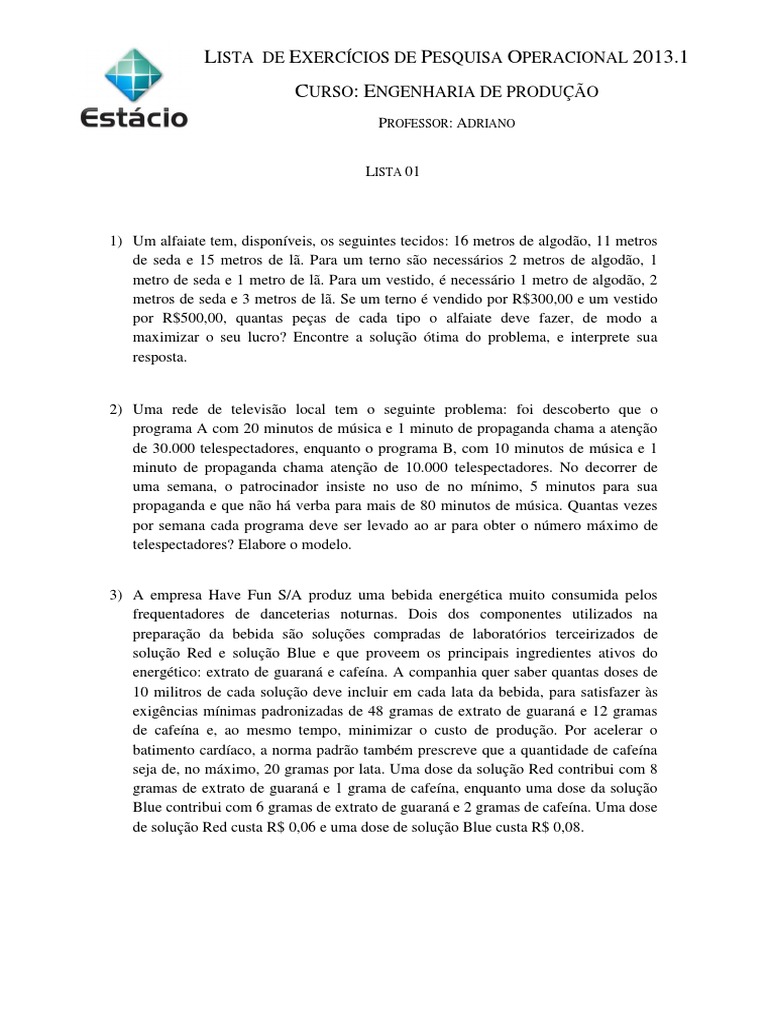 Lista 1 | PDF