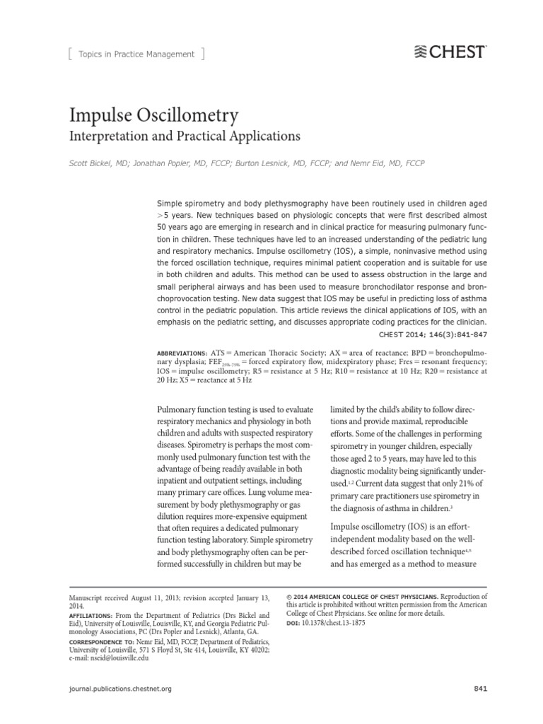 IOS - Interpretation and Practical Applications - CHEST | PDF | Asthma ...