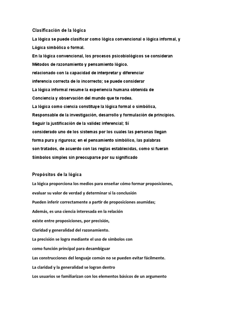 Clasificación de la lógica y sus tipos | PDF | Proposición | Lógica