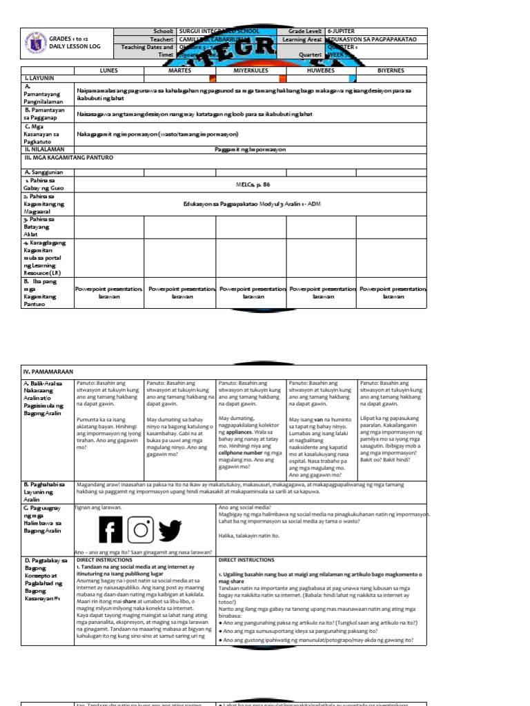 DLL ESP - 6 - Q1 Week 7 | PDF