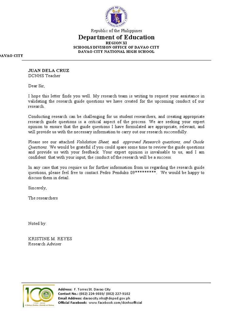 Letter of Request For Validator | PDF