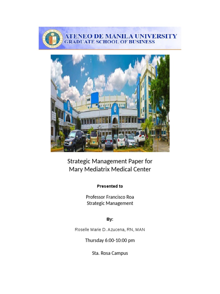 Strategic Management of Mediatrix Hospital | PDF | Hospital | Swot Analysis